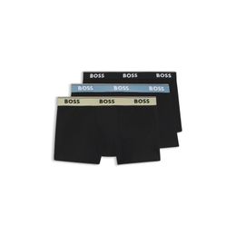 Trunk BOSS, Herren, Gr. L, 3 Stk., schwarz (schwarz 008), Jersey, Obermaterial: 95% Baumwolle, 5% Elasthan, k&ouml;rpernah, Unterhosen, aus Stretch-Baumwolle mit Logo-Bund, mittlere Bundh&ouml;he