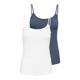 Spaghettitop Only "ONLLOVE &ndash; Spaghettitops im Doppelpack mit elastischem Tragekomfort", Damen, Gr. L, wei&szlig; pack:wei&szlig;, vintage indigo, Jersey, Obermaterial: 95% Baumwolle, 5% Elasthan, unifarben, regular fit normal, Rundhals, Tops, Baumwollmischung, regular fit