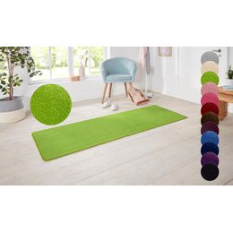 Teppich Hanse Home "Shashi" Gr. 11, gr&uuml;n, B:80cm H:8,5mm L:200cm, Kunstfaser, Teppiche, Teppich, Kurzflor, Unifarben, L&auml;ufer, weich, Esszimmer, Kinderzimmer, Flur
