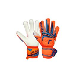Torwarthandschuhe Reusch "Attrakt Advance Junior", Kinder, Gr. 4, orange, blau, 34% Polyester, 2% Gummi, 25% Latex, 1% Baumwolle, 35% Synthetik, Handschuhe, f&uuml;r extra Bewegungsfreiheit