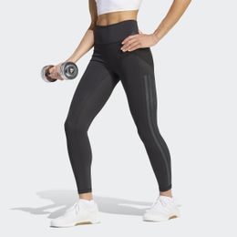 Trainingstights adidas Performance "OPTIME WORKOUT 3-STREIFEN 7/8 LEGGINGS", Damen, Gr. L, N-Gr, schwarz, normal, gr., Obermaterial: 73% Polyester, 27% Elasthan, 7/8-L&auml;nge, Hosen