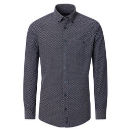 Langarmhemd Casamoda "Casamoda Freizeithemd Print", Herren, Gr. L, Normalgr&ouml;&szlig;en, blau (dunkelblau), 100% Baumwolle, bedruckt, l&auml;ssig geschnitten, Hemden