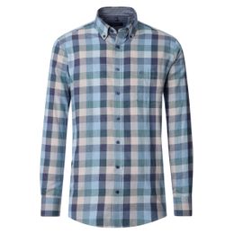 Langarmhemd Casamoda "Casamoda Freizeithemd kariert", Herren, Gr. XL, Normalgr&ouml;&szlig;en, blau (dunkles t&uuml;rkis), 100% Baumwolle, kariert, l&auml;ssig geschnitten, Hemden