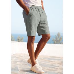 Shorts John Devin "Schlupfhose, Leinen-Mix", Herren, Gr. L (52/54), N-Gr, hellgr&uuml;n, Web, Obermaterial: 70% Viskose (LENZING&trade; ECOVERO&trade;), 30% Leinen, regular fit kurz, Hosen Shorts