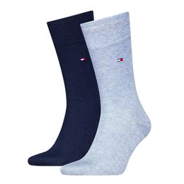 Socken Tommy Hilfiger "TH MEN SOCK CLASSIC 2P", Herren, Gr. 43-46, light blau melange, Baumwollmischung, normal, Socken Socken, Mit eingestricktem Flag-Logo