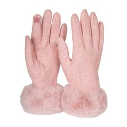 Fleecehandschuhe styleBREAKER "Touchscreen Handschuhe mit Kunstfell", Damen, rosa (rose), Obermaterial: 10% Elasthan EL. 90% Polyester PES., Modisch, Handschuhe