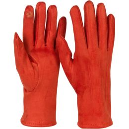 Fleecehandschuhe styleBREAKER "Einfarbige Touchscreen Handschuhe Ziern&auml;hte", Damen, orange, Obermaterial: 5% Elasthan EL. 95% Polyester PES., Modisch, Handschuhe
