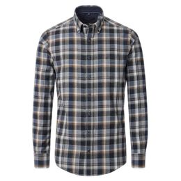 Flanellhemd Casamoda "Casamoda Flanellhemd kariert", Herren, Gr. L, Normalgr&ouml;&szlig;en, blau, 100% Baumwolle, kariert, l&auml;ssig geschnitten, Hemden