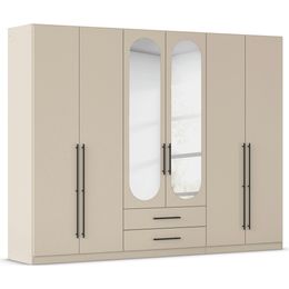Kleiderschrank OTTO HOME "Schlafzimmer Schrank Garderobe RONDO Breiten 136/181/226/271 cm", beige (champagner), B:271cm H:210cm T:54cm, Holzwerkstoff, Schr&auml;nke, Kleiderschrank, elegante ovale Spiegelelemente Metallgriffe in Schwarz MADE IN GERMANY