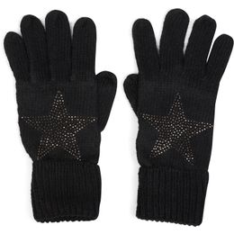 Strickhandschuhe styleBREAKER "Strick Handschuhe mit Strass Stern", Damen, schwarz, Obermaterial: 65% Polyacryl PAN. 35% Wolle WO., Modisch, Handschuhe