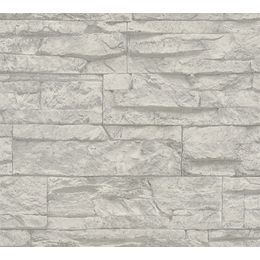 Livingwalls Vinyltapete LIVING WALLS "Best of Wood`n Stone 2nd Edition", grau (kieselgrau), B:0,53m L:10,05m, Vinyl, Vlies, Tapeten, Modern Tapete Stein Tapeten Wohnzimmer Schlafzimmer K&uuml;che Flur Design
