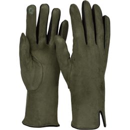 Fleecehandschuhe styleBREAKER "Touchscreen Handschuhe Kontrast", Damen, gr&uuml;n (oliv), Obermaterial: 10% Elasthan EL. 90% Polyester PES., Modisch, Handschuhe