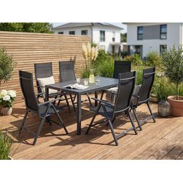 Garten-Essgruppe Konifera "Messina", grau, Sitzm&ouml;bel-Sets, klappbar, 7-fach verstellbare R&uuml;ckenlehne, Tischplatte aus Alulatten