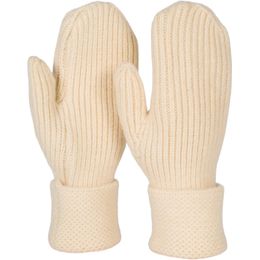 F&auml;ustlinge styleBREAKER "Strick F&auml;ustlinge mit gemustertem Bund", Damen, beige, Obermaterial: 100% Polyacryl PAN., Modisch, Handschuhe F&auml;ustlinge