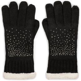 Strickhandschuhe styleBREAKER "Strickhandschuhe mit Strass und Fleece", Damen, schwarz, Obermaterial: 65% Polyacryl PAN. 35% Wolle WO., Modisch, Handschuhe