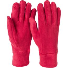 Fleecehandschuhe styleBREAKER "Einfarbige Touchscreen Fleece Handschuhe", Damen, rot (weinrot), Obermaterial: 10% Elasthan EL. 90% Polyester PES., Modisch, Handschuhe