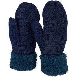F&auml;ustlinge styleBREAKER "Strickhandschuhe F&auml;ustlinge mit Rauten Muster und Fleece", Damen, blau (dunkelblau), Obermaterial: 100% Polyacryl PAN., Modisch, Handschuhe F&auml;ustlinge