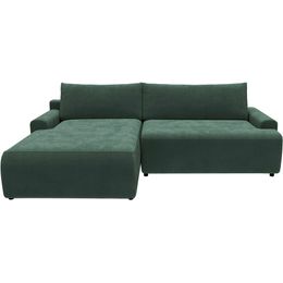 Ecksofa Trendmanufaktur "Prag, Schlafsofa mit Bettkasten, Couch in L-Form, Breite 253 cm", dunkelgr&uuml;n, B:253cm H:82cm T:167cm, 92%Polyester, 8%Polyamide, Sofas, Ecksofa, in Cordstoff HYPER, dunkelgr&uuml;n, Recamiere links