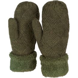 F&auml;ustlinge styleBREAKER "Strickhandschuhe F&auml;ustlinge mit Rauten Muster und Fleece", Damen, gr&uuml;n (oliv), Obermaterial: 100% Polyacryl PAN., Modisch, Handschuhe F&auml;ustlinge