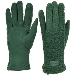 Fleecehandschuhe styleBREAKER "Touchscreen Handschuhe mit Teddypl&uuml;sch", Damen, gr&uuml;n (tannengr&uuml;n), Obermaterial: 10% Elasthan EL. 90% Polyester PES., Modisch, Handschuhe