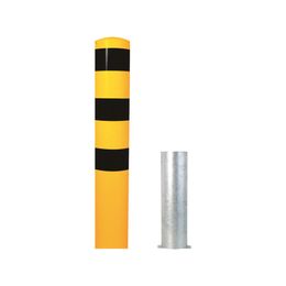 Schake Absperrpfosten Typ 40191HBG, herausnehmbar, ohne Verschluss, &Oslash; 193mm, Gesamtl&auml;nge:1500mm, beschichtet, gelb / schwarz)