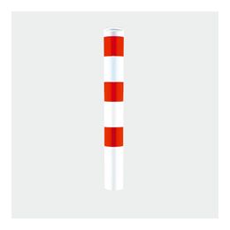 Schake Absperrpfosten Typ 40192HB, herausnehmbar, ohne Verschluss, &Oslash; 193mm, Gesamtl&auml;nge:2000mm, beschichtet, weiss / rot)