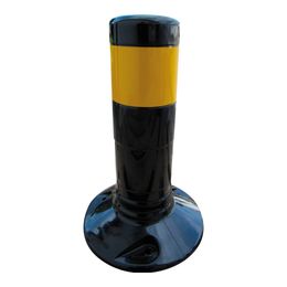 Schake Flexipfosten schwarz, selbstaufrichtend, &Oslash; 80mm, H&ouml;he: 300mm + 1 gelb refl. Streifen, inkl Befestigungsmaterial (412282BG)