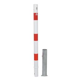Schake Absperrpfosten Typ 460ZB, herausnehmbar, &Oslash; 60mm + Profilzylinder, wei&szlig; / rot)