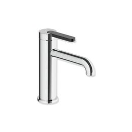 HEWI AQ477 Einhebel-Waschtischarmatur AQ1.12M1134090 Ausladung 130 mm, ohne Ablaufgarnitur, farbiger Griff, chrom / tiefschwarz