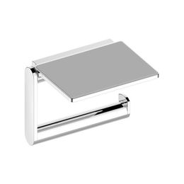 KEUCO Plan Toilettenpapierhalter 14973060000 mit Ablage, offen, schwenkbar, Edelstahl-finish / schwarz