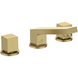 Ideal Standard Extra 3-Loch Waschtisch-Armatur BD508A2 225x200x98 mm, mit Ablaufgarnitur, Ausladung 140mm, brushed gold