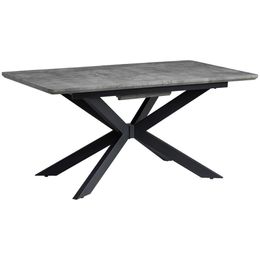P & B Esstisch, Grau, Metall, Holzwerkstoff, rechteckig, Flachrohr, 90x76x160-200 cm, ausziehbar, Esszimmer, Tische, Esstische, Esstische ausziehbar