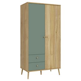 Kleiderschrank Whenua Gr&uuml;n/Eichefarben