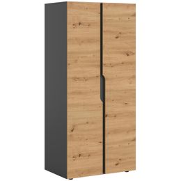 Dreht&uuml;renschrank ANGA Anthrazit, Eiche Artisan