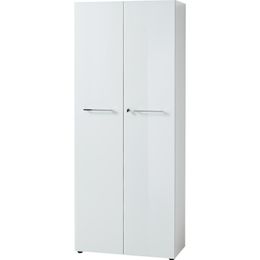 Aktenschrank 5 Ordnerh&ouml;hen 80x196x37 cm Abschlie&szlig;bar, Soft-Close, Glasfront Made in Germany B&uuml;roschrank Hoch Wei&szlig; "Muenchen" KADIMA DESIGN