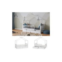 Vitalispa Kinderbett Bettenhaus Einzelbett Franka Wei&szlig; 160 x 80 cm modern Kinderzimmer Bett Bettschublade Lattenrost Rausfallschutz
