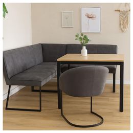 HTI-Living Eckbank 152 x 192 cm Schwarz Vemal kurzer Schenkel links