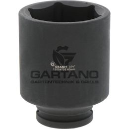 3/4" Sechskant-Kraft-Stecknuss, lang, 60 GRANIT BLACK EDITION, SW 60, Abtrieb 3/4", L&auml;nge (mm) 90