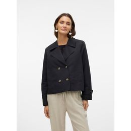 V&eacute;ro Moda Kurzjacke VERO MODA "VMCHLOEMIA SHORT TRENCHCOAT GA NOOS", Damen, Gr. L, schwarz, Web, Obermaterial: 100% Polyester, unifarben, kurz, V-Ausschnitt, Jacken Kurzjacke