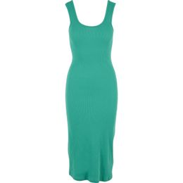 Shirtkleid Urban Classics "Urban Classics Damen Ladies Rib Top Dress", Damen, Gr. M, US-Gr&ouml;&szlig;en, ferngr&uuml;n, 95% Baumwolle, 5% Elasthan, unifarben, normal, U-Boot-Ausschnitt, Kleider Shirtkleid