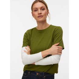 V&eacute;ro Moda Kurzarmshirt VERO MODA "VMPAULINA SS T-SHIRT GA JRS NOOS", Damen, Gr. S, pesto, Jersey, Obermaterial: 100% Baumwolle, unifarben, normal, Rundhals, Shirts, Baumwolle, regular fit