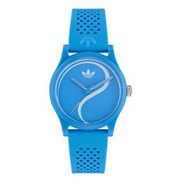 Quarzuhr adidas originals "GAME TWO", blau (hellblau), Armbanduhren, Damen, Quarzuhr, Armbanduhr, Herrenuhr, Damenuhr, Silikonarmband, Acrylglas, analog