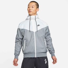 Windbreaker Nike Sportswear "M NK WVN LND WR HD JKT", Herren, Gr. S, smoke grau, w, Obermaterial: 100% Polyester, normal, Jacken Windbreaker, mit Mesh-Futter, leichtes Material, mit Rei&szlig;verschluss