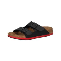 Sandale Birkenstock "Arizona SL", Damen, Gr. 35, schwarz (schwarz, rot), Obermaterial: 50% Rindsleder Leather cow. 50% Lammleder LEL., Schuhe Sandale