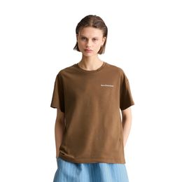 Marc O'Polo T-Shirt MARC O'POLO DENIM "aus Basic Single Jersey", Damen, Gr. L, umbra braun, Obermaterial: 100% Baumwolle, bedruckt, Basic, regular fit, Rundhals, normaler Saum, Shirts T-Shirt