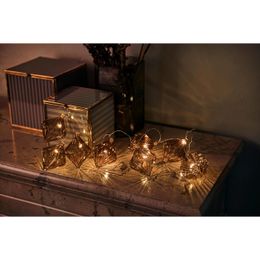 Glasornament-Lichterkette, Rauten - Braun