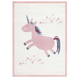 LIVONE Kinderteppich Einhorn rosa creme