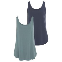 Lascana Longtop 'mit gerundetem Saum' mehrfarbig Gr. 32/34 f&uuml;r Damen. Mit Rundhals. Bequem. Nachhaltig.