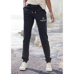 H.I.S. H.I.S Sweathose 'SandandStripesRNT2' schwarz Gr. 32/34 f&uuml;r Damen. Mit Schriftz&uuml;ge. Bequem. Nachhaltig.