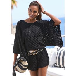 French Connection Ajourpullover schwarz Gr. 32/34 f&uuml;r Damen. Mit Rundhals. Figurumspielend. Nachhaltig.